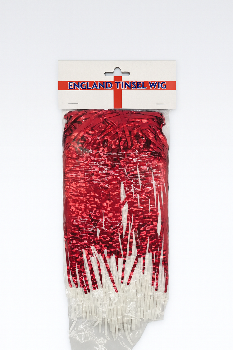 England Tinsel Wig – Red/White Fan Costume – SaverClicks